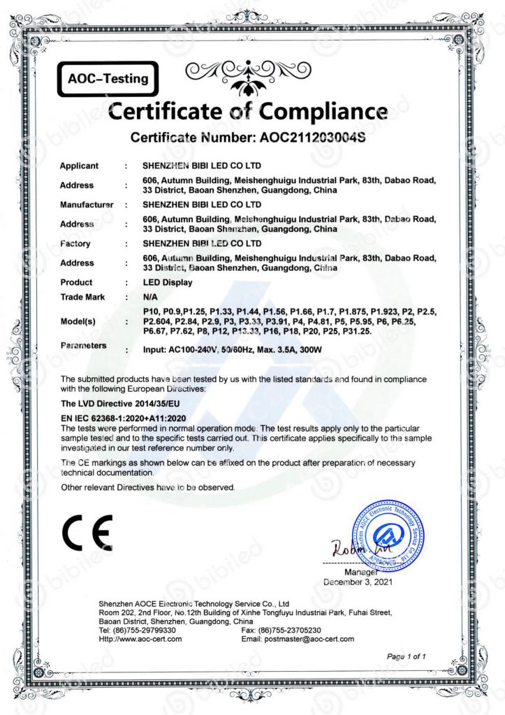 LED Display Certification